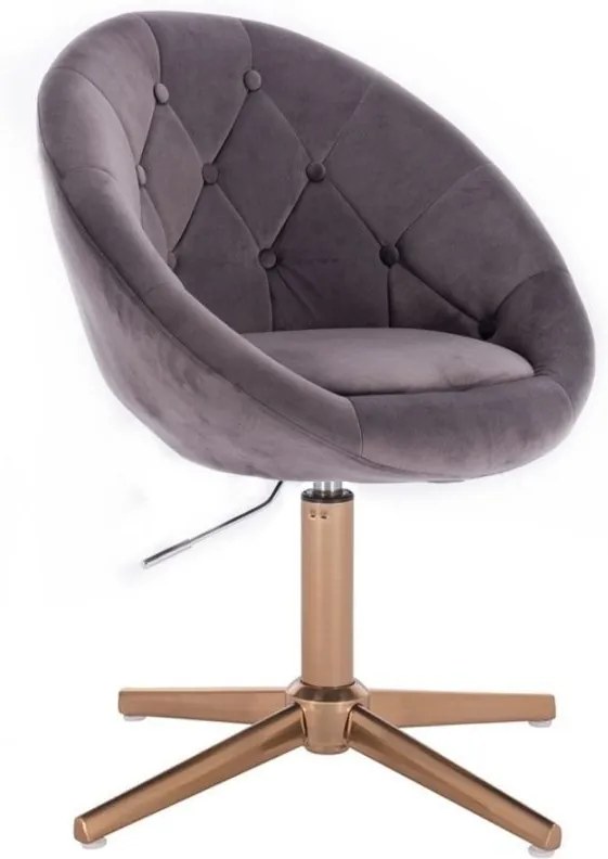 LuxuryForm DESIGN Otočné křeslo VERA VELUR na zlatém kříži - tmavě šedé
