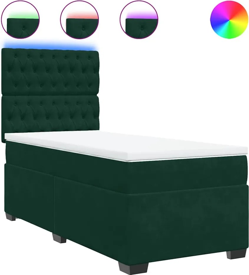 Box spring postel s matrací tmavě zelená 90x200 cm samet 3293119