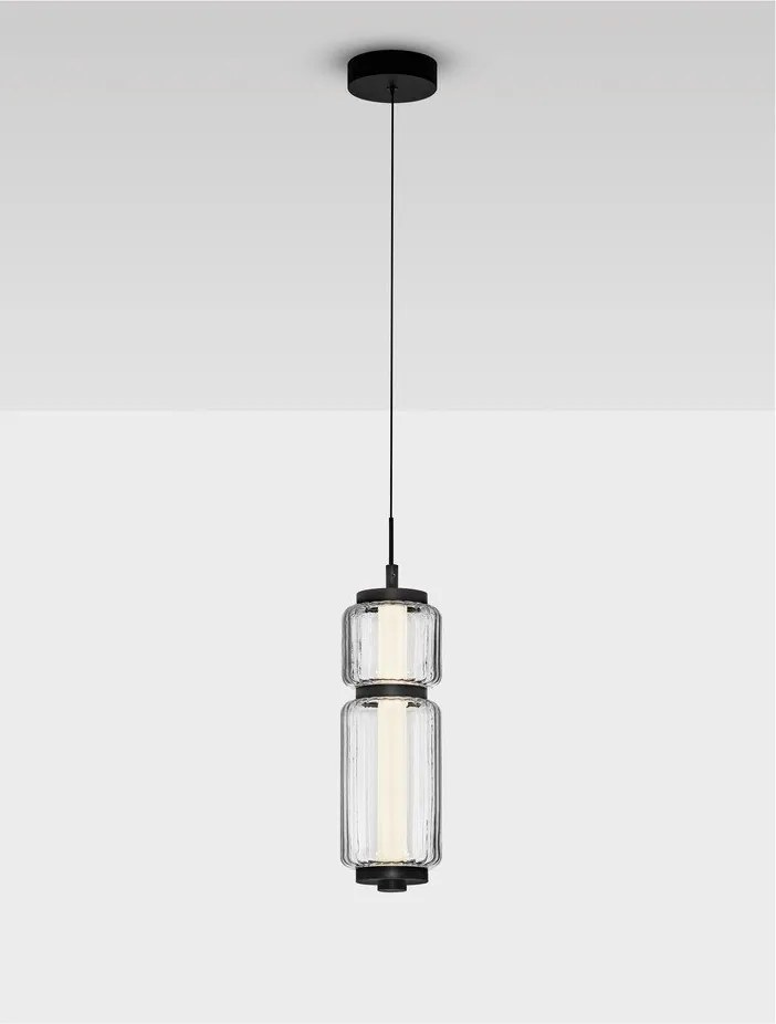 Matně černé skleněné LED závěsné svítidlo ø 12 cm Liesa – Nova Luce