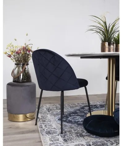 Jídelní židle GENEVE modrý samet,černé nohy House Nordic 1001256