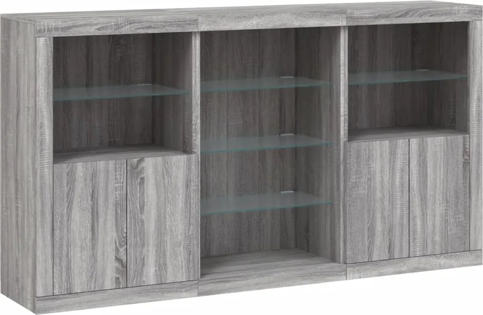 Příborník s LED osvětlením šedý sonoma 181,5 x 37 x 100 cm 3209182