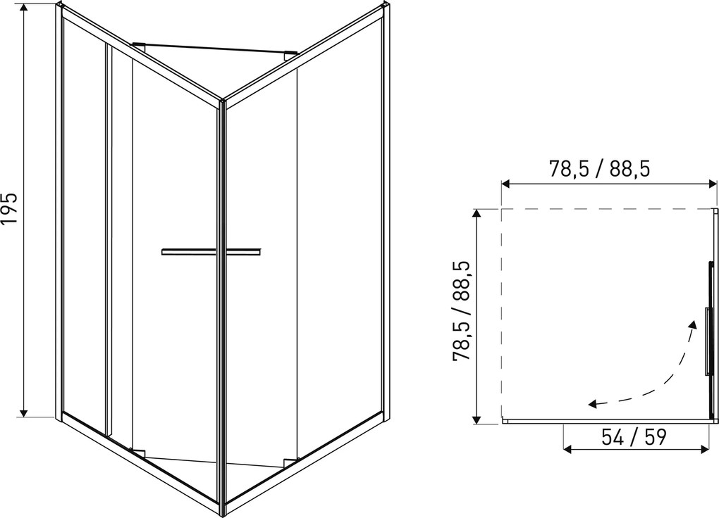 Novoterm Čtvercový sprchový kout NV-Heidi CHR SQ 80x80 chrom/transparent - bez vaničky
