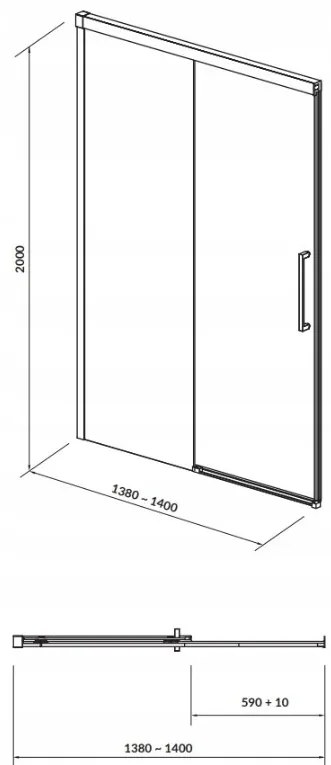 Cersanit Crea, posuvné dveře do otvoru 140x200 cm, 8mm čiré sklo, chromový profil, S159-008