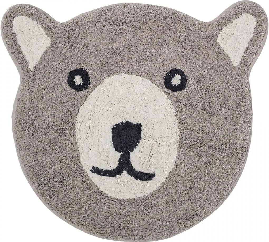 Bloomingville Bavlněný kobereček Brown Bear 70x62cm, šedá barva, černá barva, textil