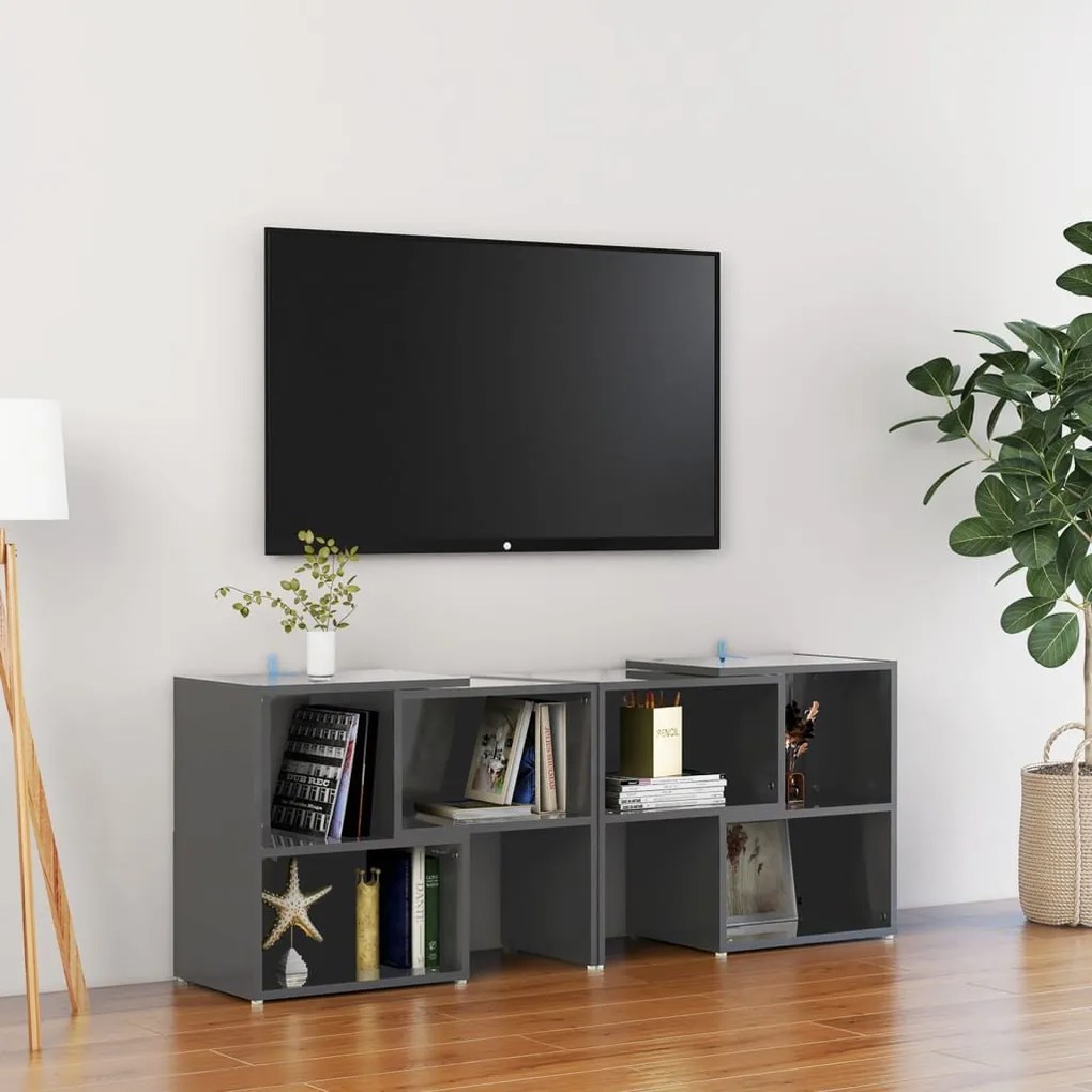 TV skříňka šedá s vysokým leskem 104x30x52 cm kompozitní dřevo