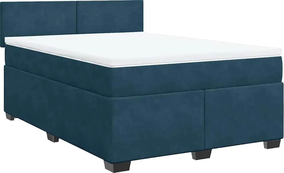 Box spring postel s matrací modrá 160 x 200 cm samet 3288652