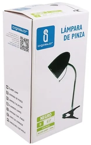 Aigostar -  Stolní lampa s klipem 1xE27/11W/230V černá/chrom