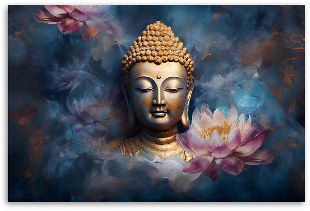 Gario Obraz na plátně Budha a květiny Rozměry: 60 x 40 cm