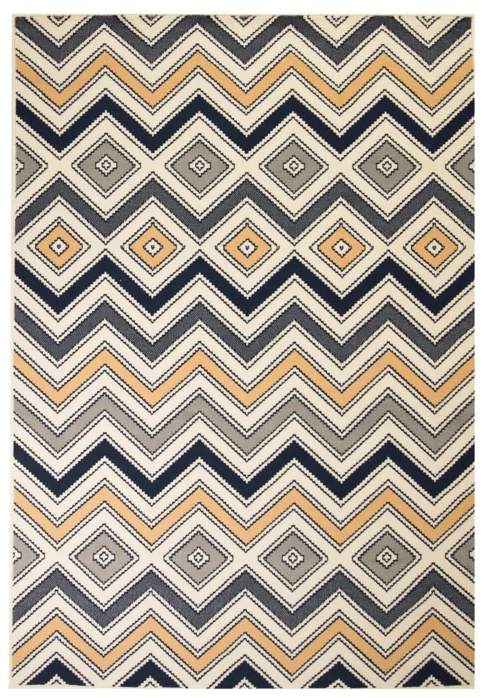 133016 vidaXL Moderní koberec se zigzag vzorem 180 x 280 cm hnědo-černo-modrý