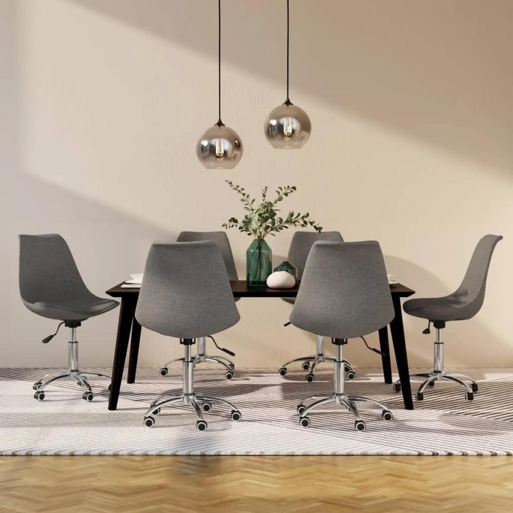 Otočné jídelní židle 6 ks světle šedé textil,  3085390