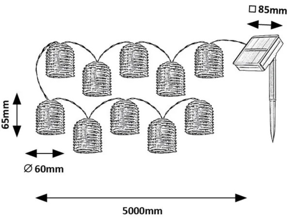 Rabalux 77047 - LED Solární řetěz RUPIT 10xLED/0,6W/1,2V IP44