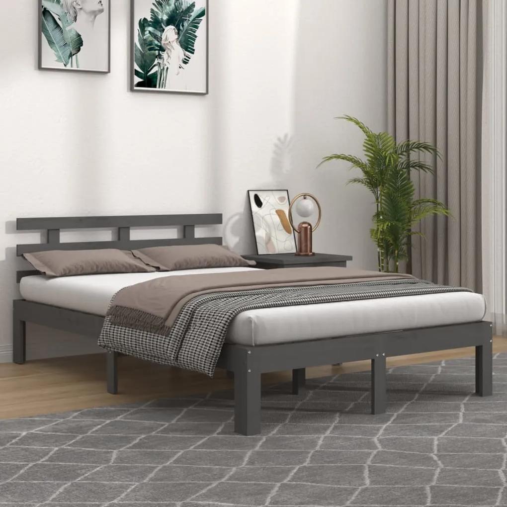 Rám postele šedý masivní dřevo 160 x 200 cm,  814766