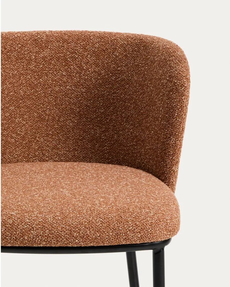 Čalouněná barová židle v terakotové barvě (výška sedáku 75 cm) Ciselia – Kave Home