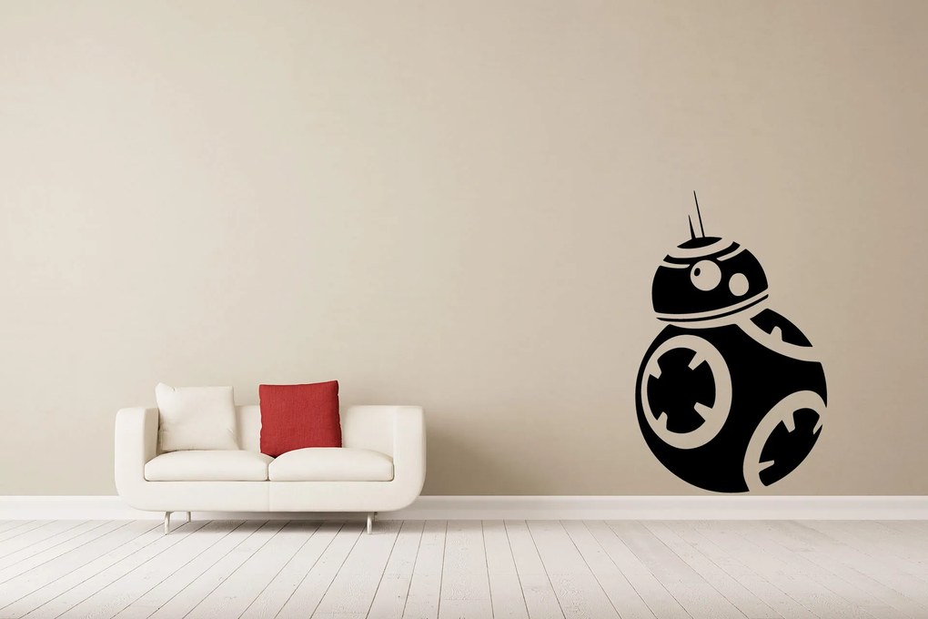 Lepy.cz Samolepka na zeď Kulatý BB8 Star Wars Velikost (šířka x výška): 20x31cm, Barevná varianta: Černá