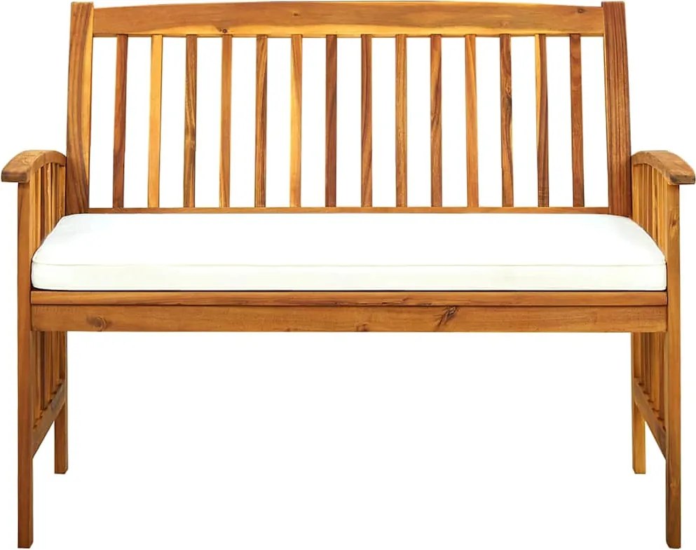 Zahradní lavice s poduškou 119 cm masivní akáciové dřevo 312132