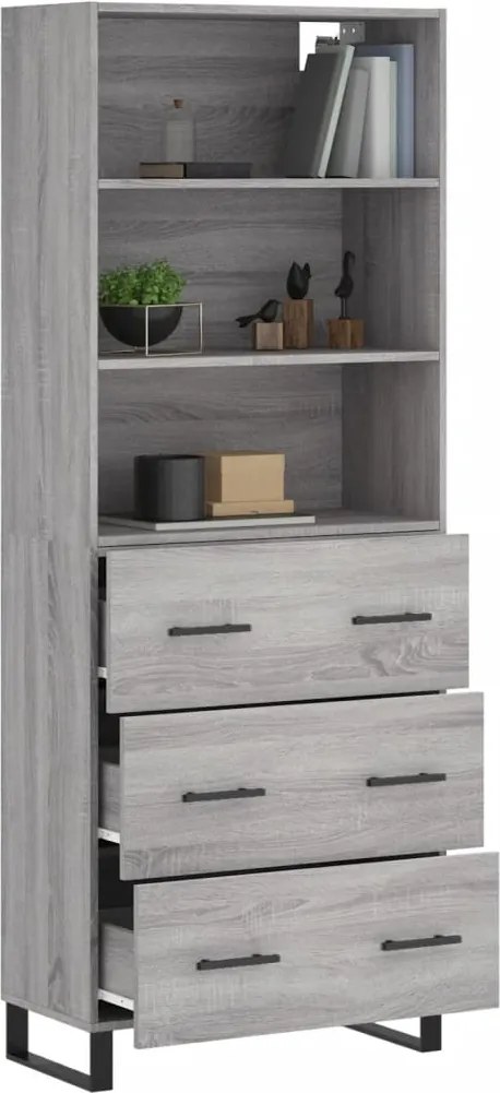 Skříň highboard šedá sonoma 69,5 x 34 x 180 cm kompozitní dřevo 3189411