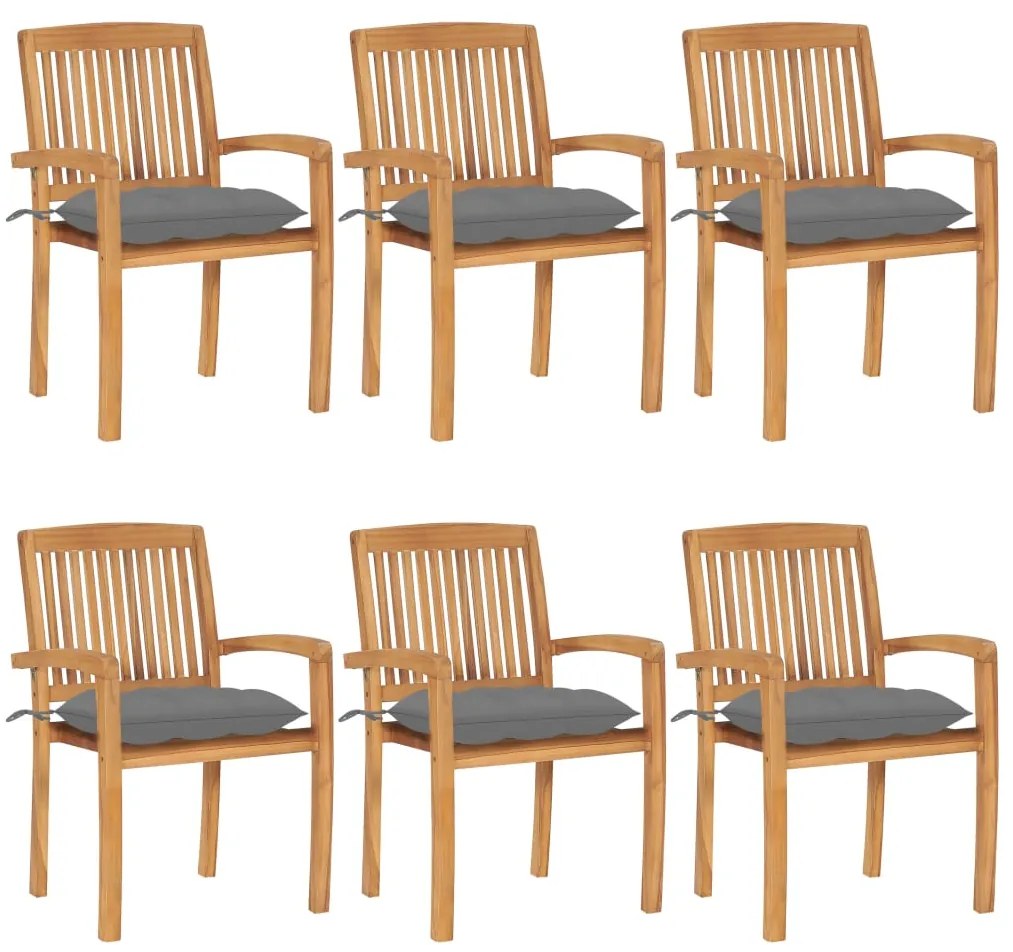 Stohovatelné zahradní židle s poduškami 6 ks masivní teak 3073268