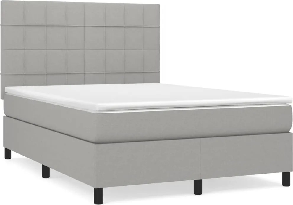 Box spring postel s matrací světle šedá 140 x 190 cm textil 3141769