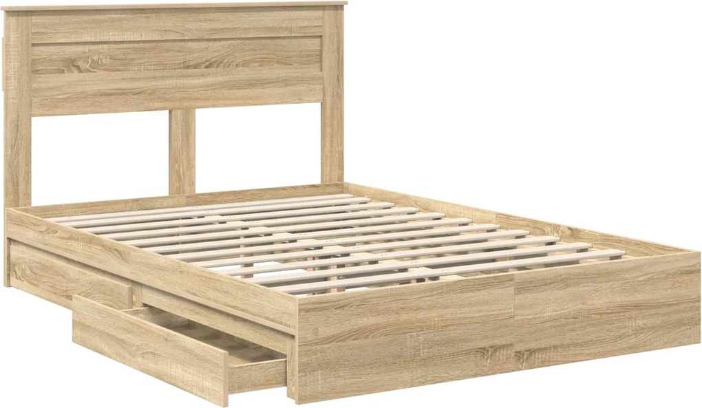 Postel s úložným prostorem se zásuvkou Sonoma dub 140 x 190 cm 3409909