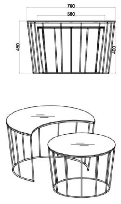 Sada 2 odkládacích stolků v černo-bronzové barvě Actona Sunmoon