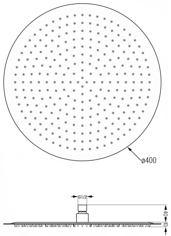 Mexen sprchová nerezová hlavice Round 40 cm, černá, 79240-70