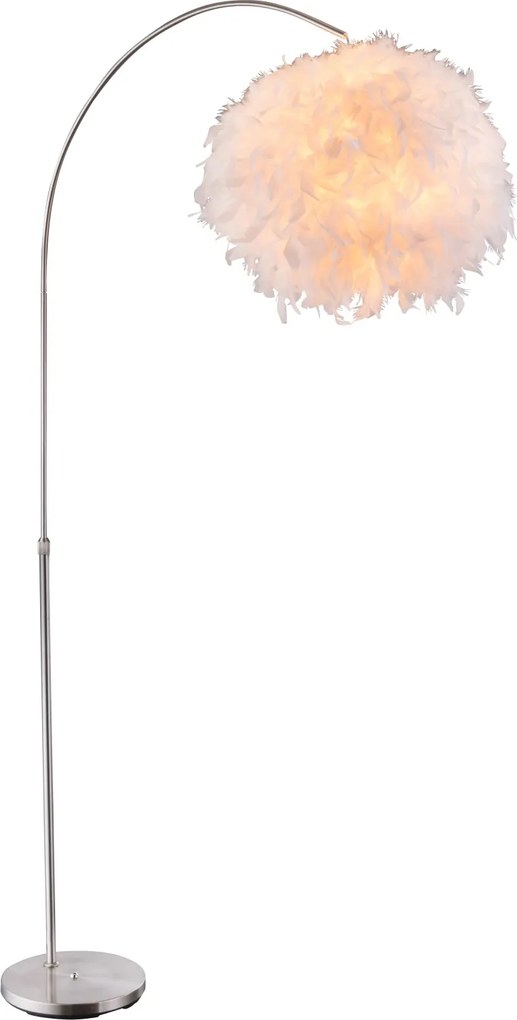 GLOBO Stojací lampa KATUNGA, E27, matný nikl/bílá,  96 x 45 x 196 cm