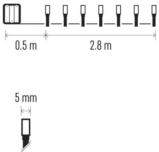 Vánoční řetěz LED 2,8 m, teplá bílá