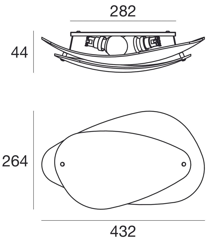 Linea Light 90315 Moledro_W, nástěnné svítidlo ze dvou plátů bílého skla, 2x46W E27, 43x26cm