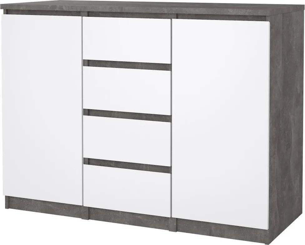 FALCO Komoda Simplicity 236 beton/bílý lesk