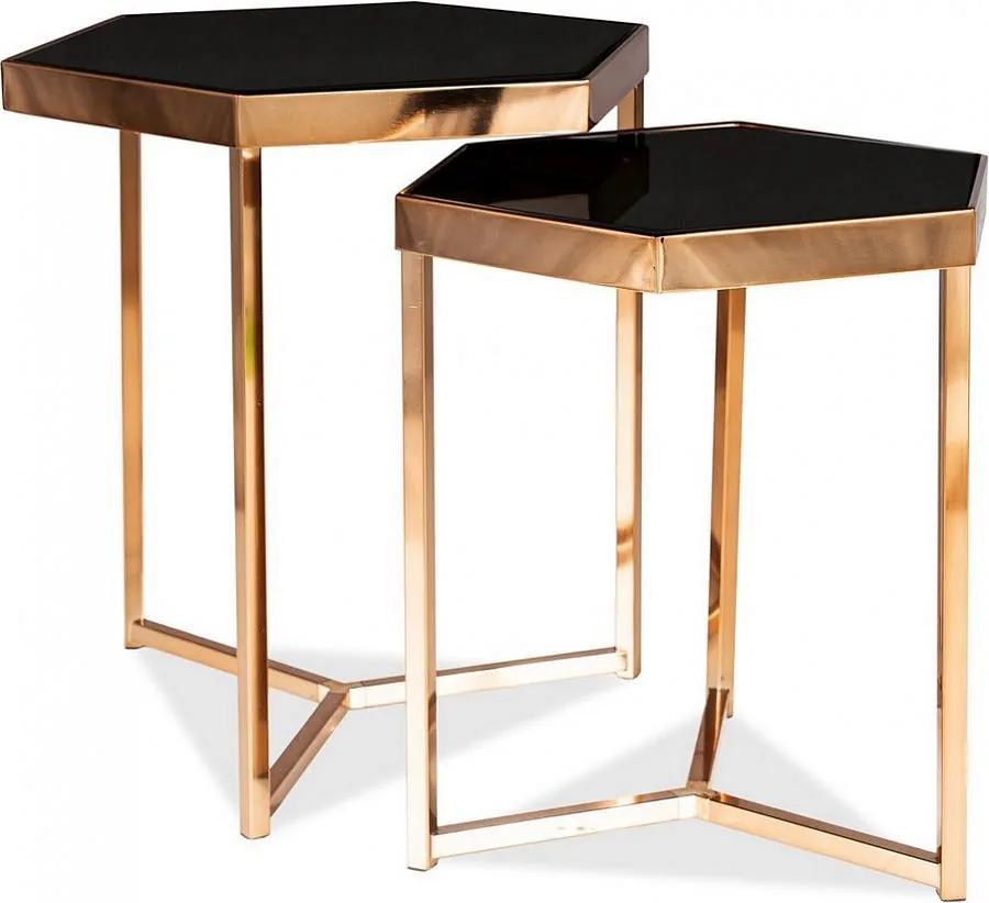 Casarredo - Komfort nábytek Kulatý konferenční stolek MILOS set 2 kusů, černá/šampaň