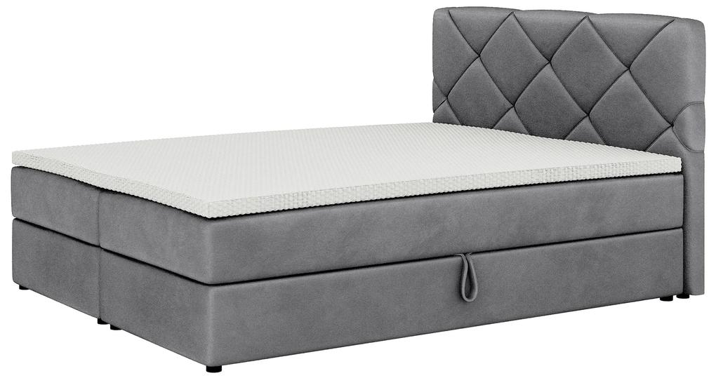 Kontinentální postel 140x200 cm Karum (tmavě šedá) (s roštem a matrací). 1007774