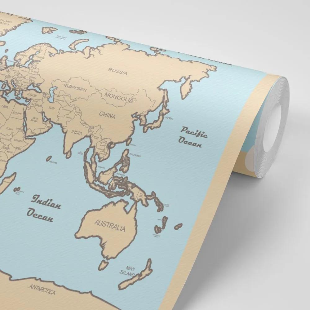 Samolepící tapeta mapa světa s béžovým okrajem