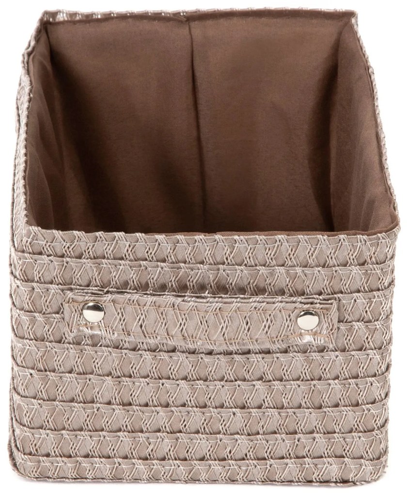 Úložný košík Compactor LILOU, tkaný polypropylen, 23 x 15 x 12 cm, Taupe, šedo-béžový