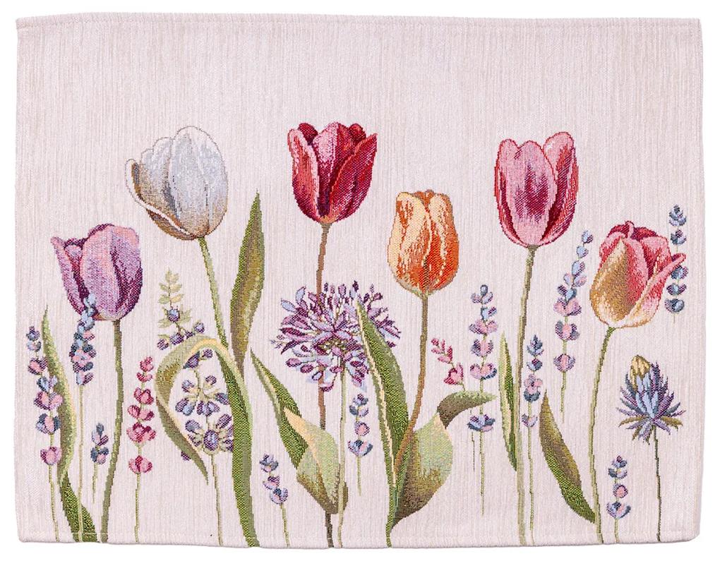 Tegatex Gobelínové prostírání chenille - tulipány s květinami 38x48