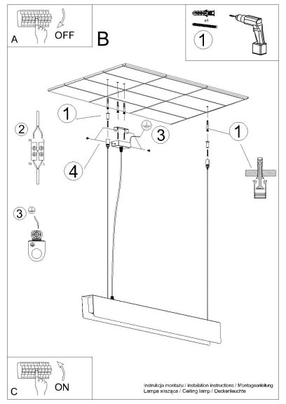 Sollux SL.1395 - LED Lustr na lanku SPARK 1xG13/8,5W/230V černá