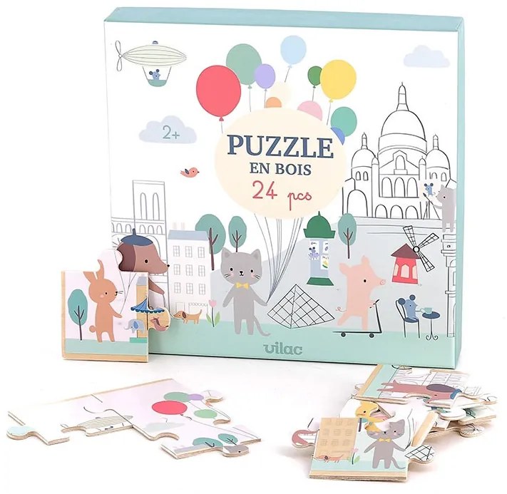 Vilac Panoramatické dřevěné puzzle Paříž - Sarah Betz