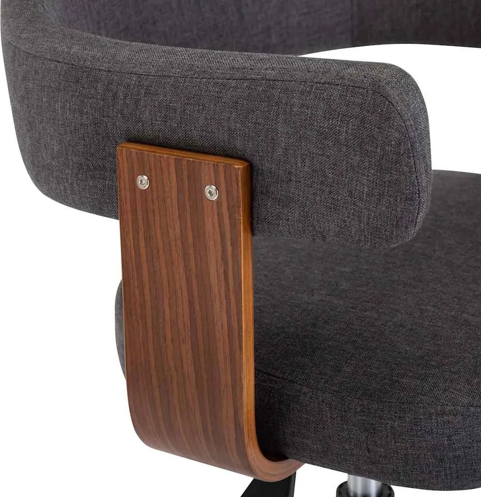 Otočná kancelářská židle šedá ohýbané dřevo a textil 3054840
