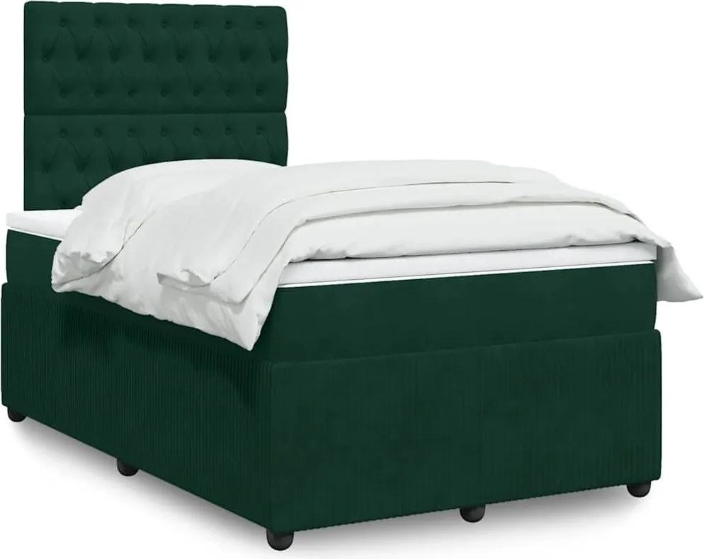 Box spring postel s matrací tmavě zelená 120x190 cm samet 3292295