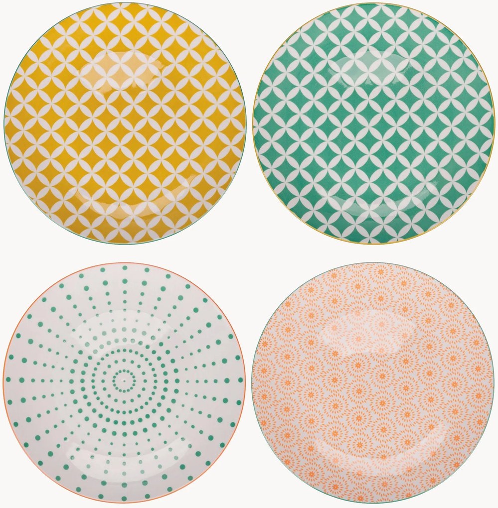 Sada různých porcelánových mělkých talířů Confusion, 4 díly