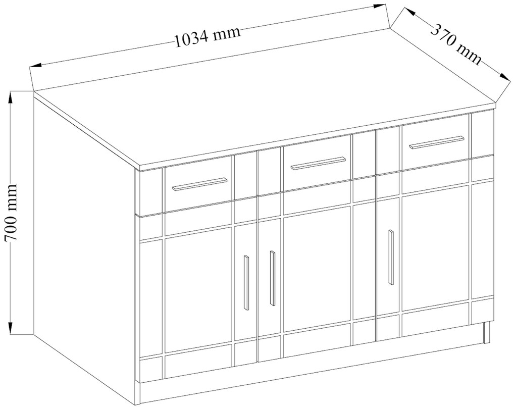 ADRK Komoda PARVIN S-W 103, bílá/dub sonoma