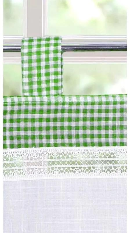 Hotová záclona - Kostička a krajka, zelená, 40 x 80 cm