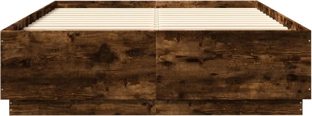 Rám postele s LED osvětlením kouřový dub 150 x 200 cm kompozit 3209608