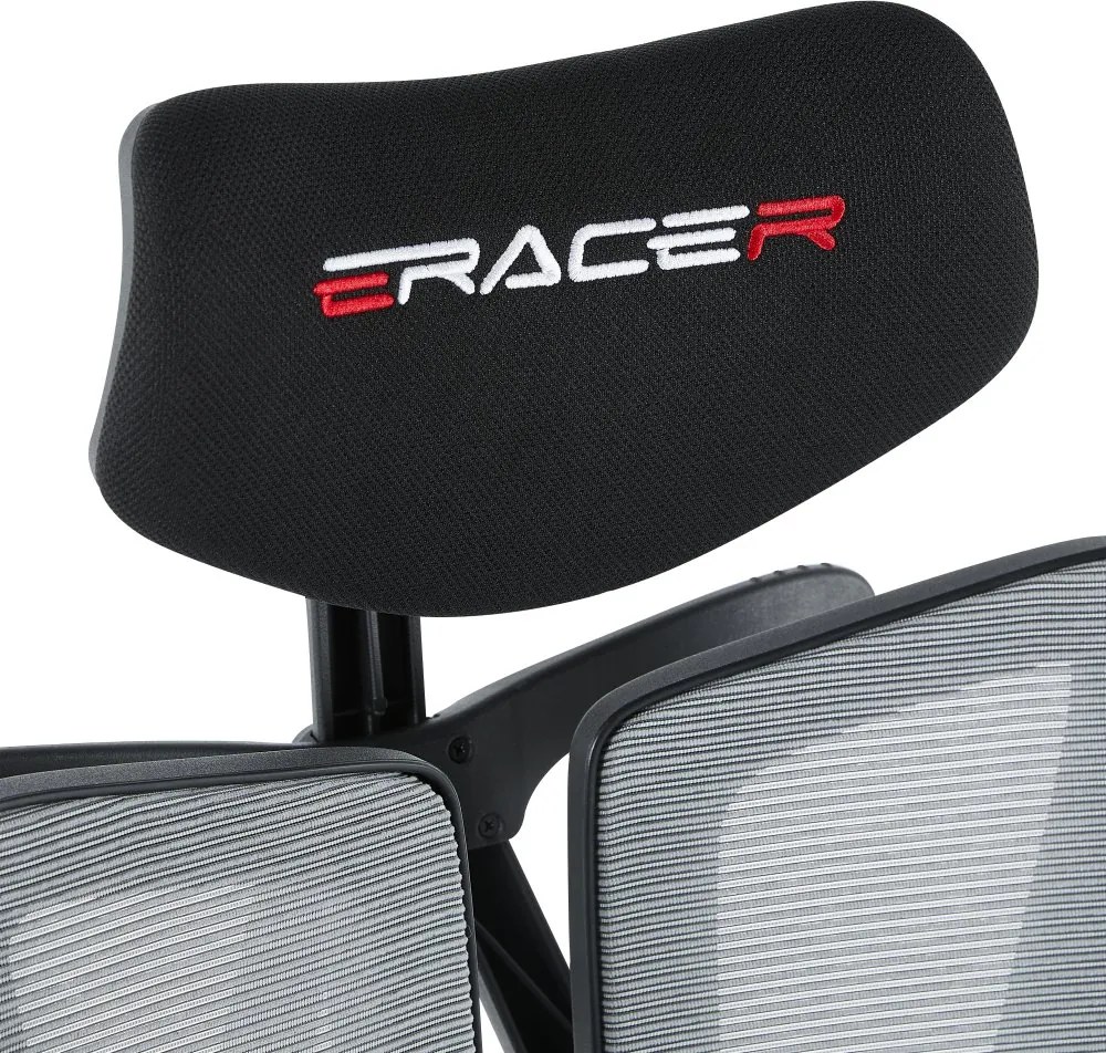 Herní  ergonomická  židle ERACER H3246 — síť / látka, šedá / černá