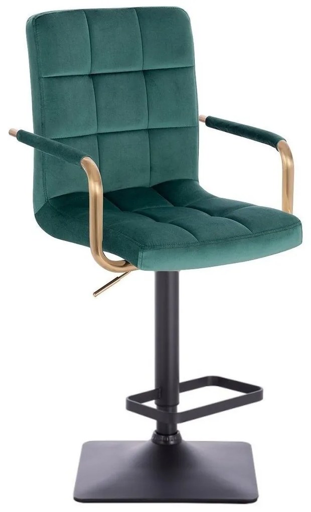 LuxuryForm DESIGN Barová židle VERONA GOLD VELUR na černé hranaté podstavě - zelená