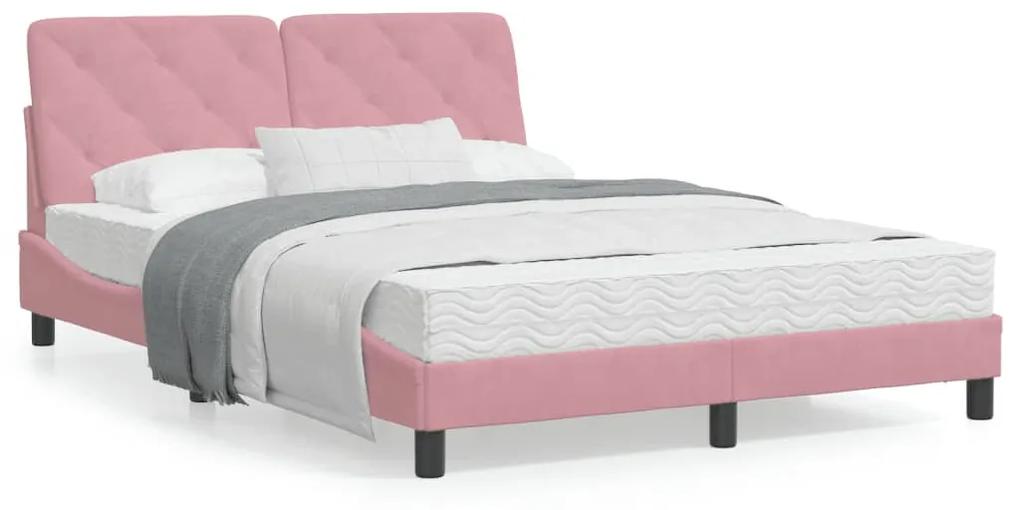 Rám postele s čelem růžový 120 x 200 cm samet,  3207916