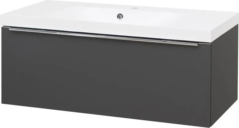 Mereo Mereo, Mailo, koupelnová skříňka s umyvadlem z litého mramoru 101 cm, bílá, dub, antracit, CN537M
