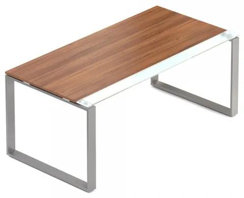 Stůl Creator 180 x 90 cm, šedá podnož, 2 nohy / Ořech
