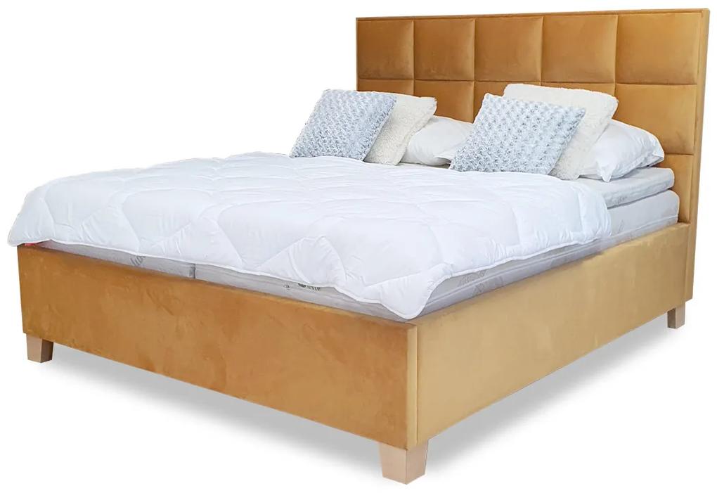 Čalouněná postel Postelia ALTO s úložným prostorem, Smrk, 140x200 cm s masivním rámem