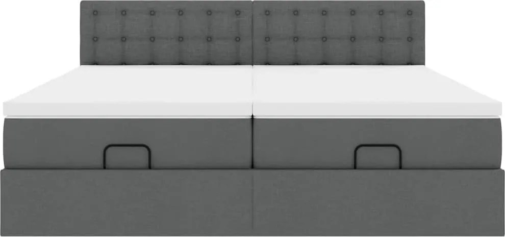 Osmanský rám postele s matrací tmavě šedý 200x200cm textil 3312044