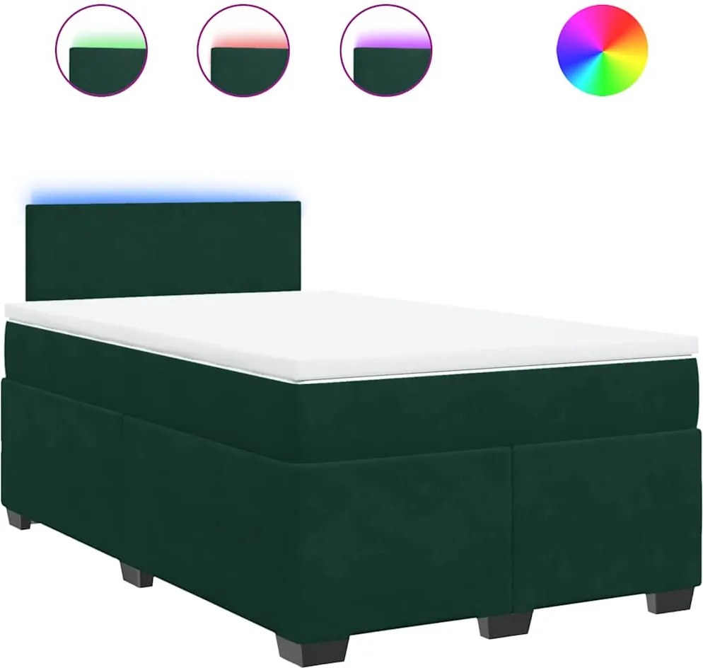 Box spring postel s matrací tmavě zelená 120 x 200 cm samet 3288579